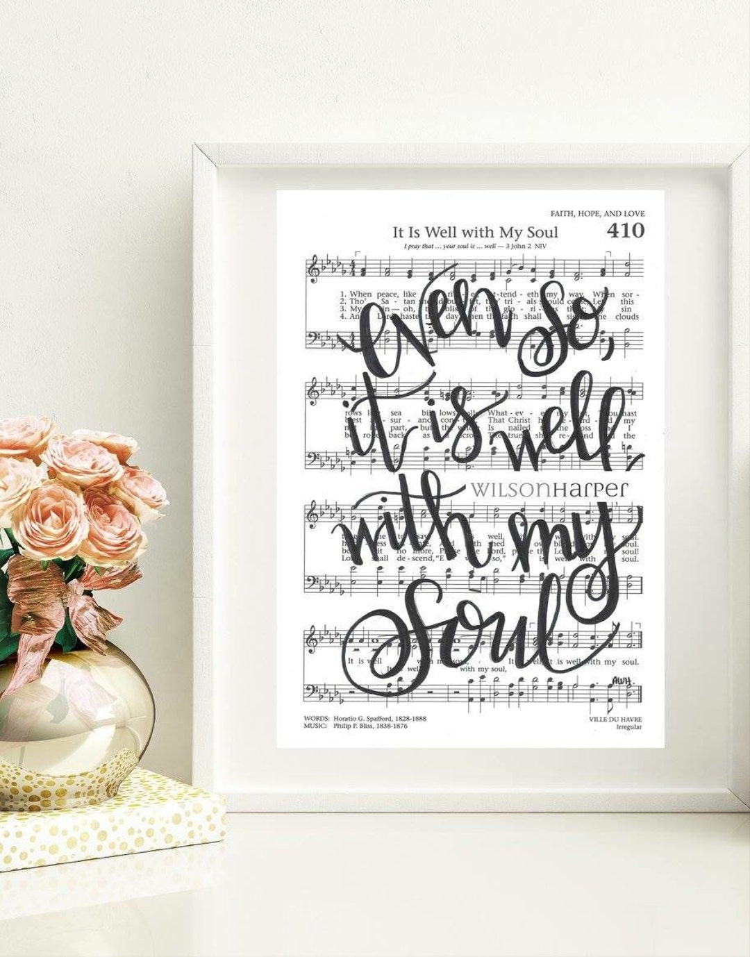 8x10 Hymn Modern Calligraphy Print Kf Hymn Sheet Music (print) - Etsy