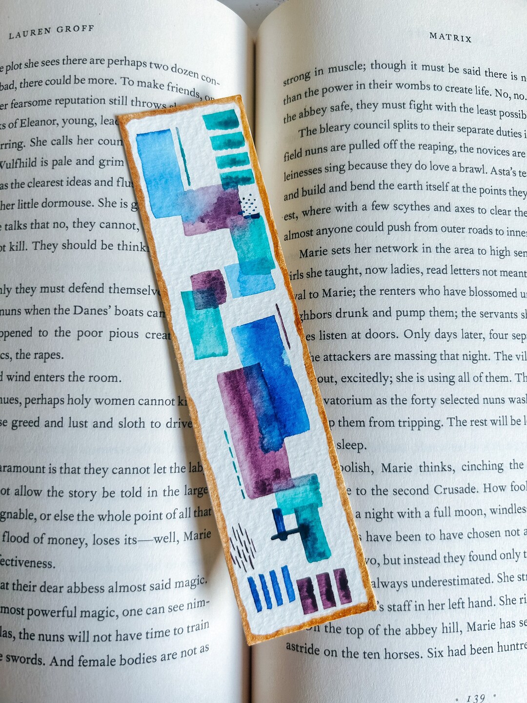 Abstract Bookmark With Gold Border - Etsy