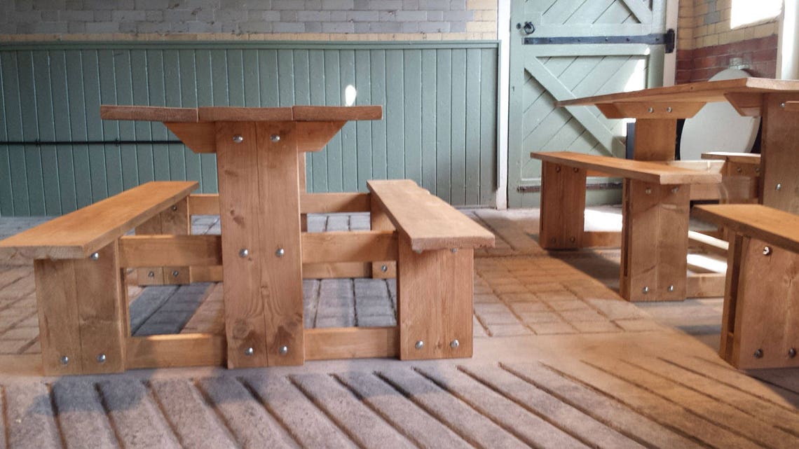 Bespoke Rustic Wooden Picnic Table Garden Furniture Patio Furniture ...