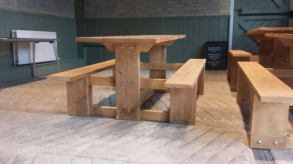 Bespoke Rustic Wooden Picnic Table Garden Furniture Patio Furniture ...