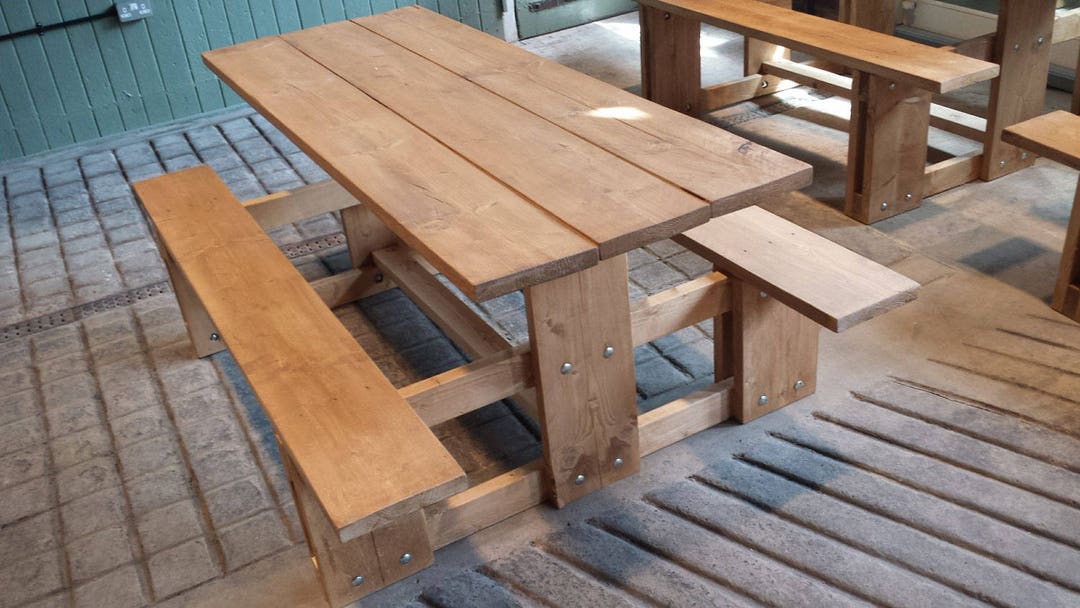 Bespoke Rustic Wooden Picnic Table Garden Furniture Patio Furniture ...