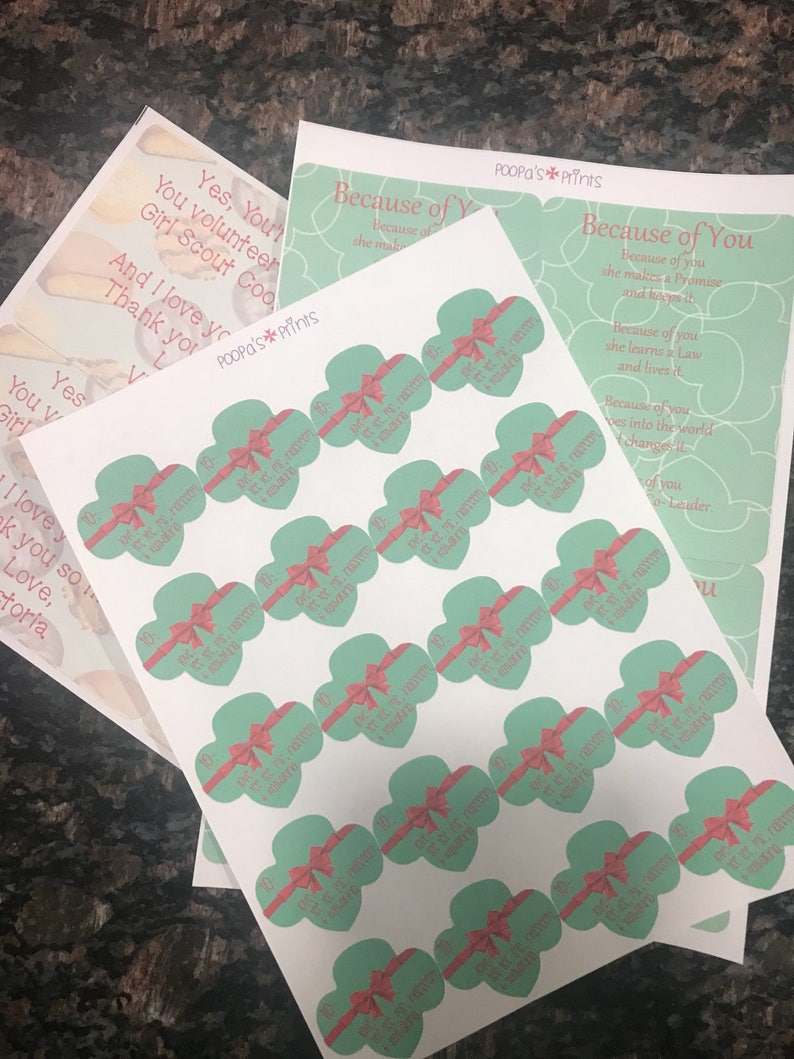 Customizable Girl Scout Present Tags Thank You Stickers - Etsy