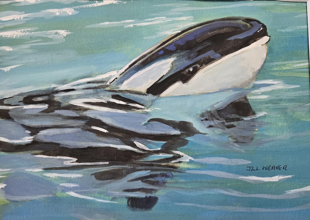 Orca Whale 2 Original Watercolor and Gouache Painting - Etsy