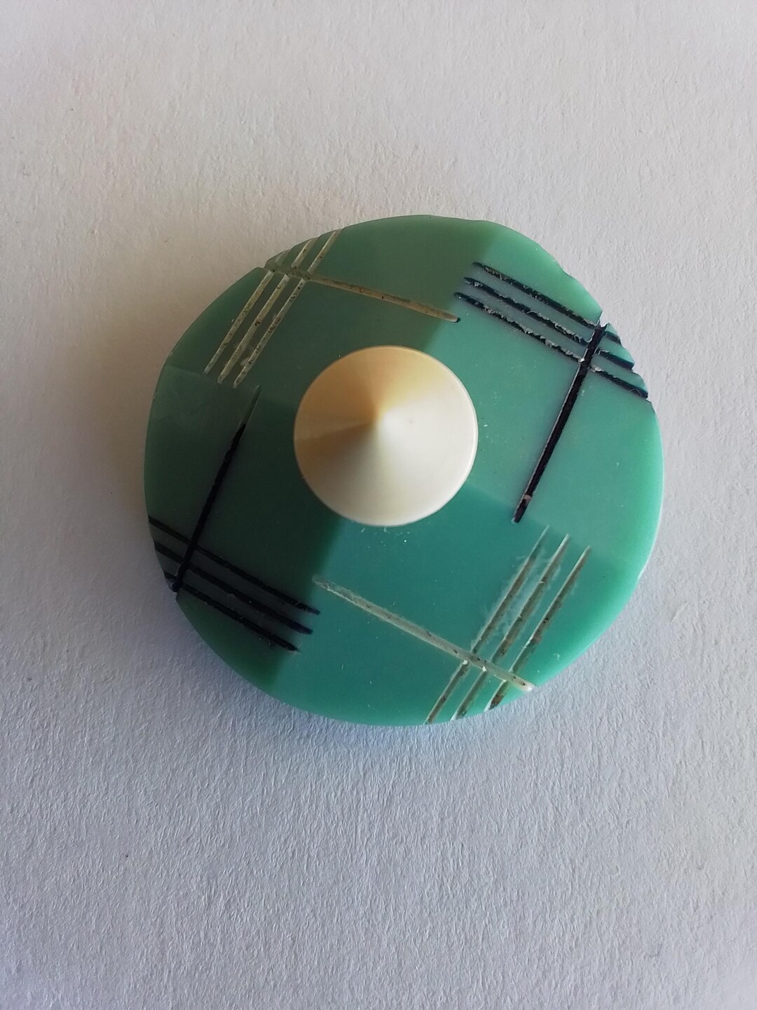 Vintage French Beret Button 1940s Blue and White Plastic 1 1/8 Inch (28 ...
