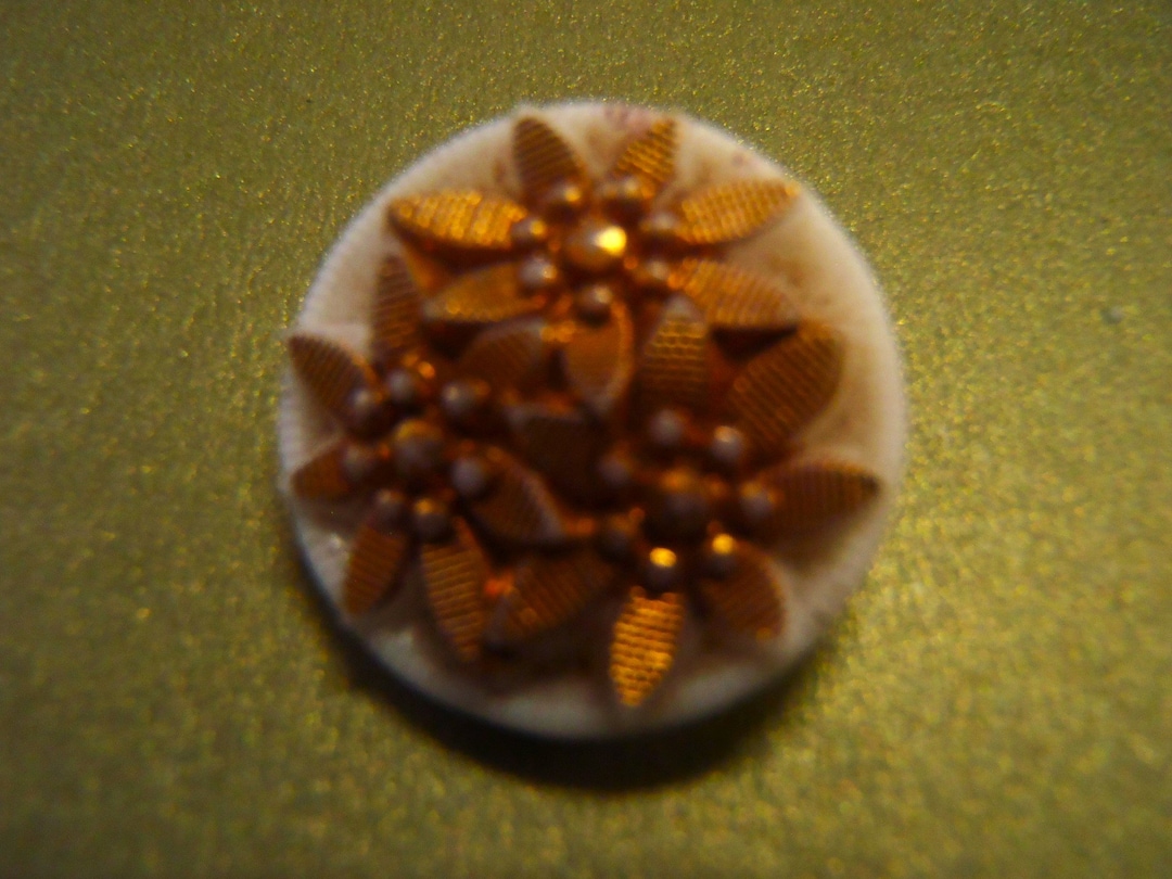 Vintage White Glass Button White Glass Button With Raised Gold Lustre ...