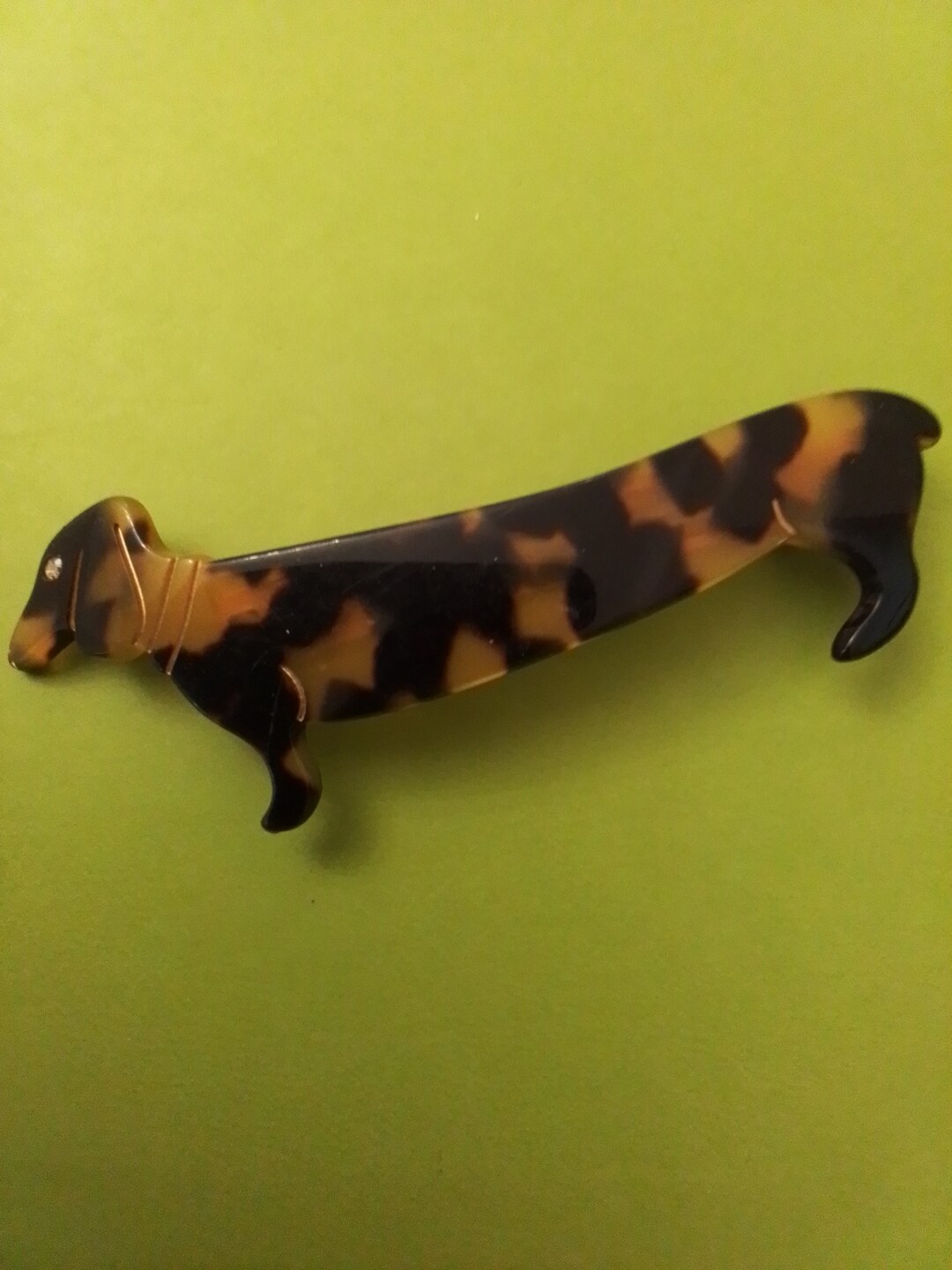 Vintage French Hand Made Designer Dachshund Barrette Faux Tortoise ...