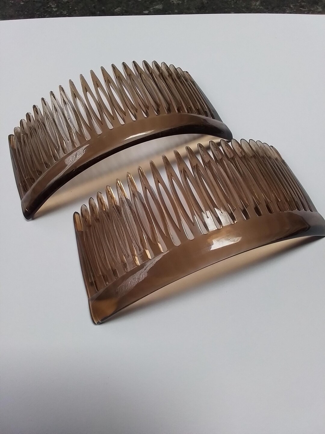 2 Large Vintage French Designer Hair Combs Paul Marechal Transparent ...