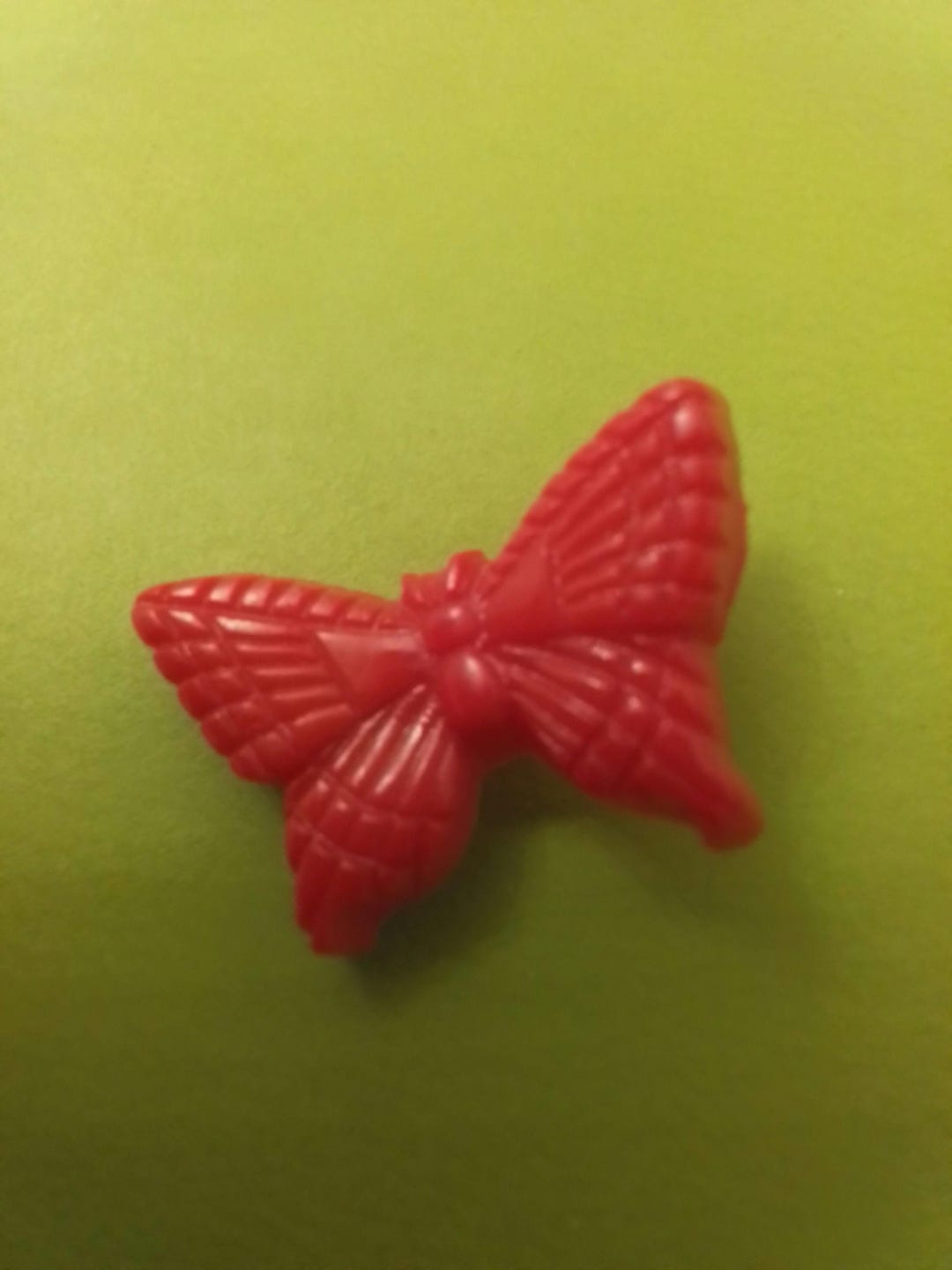 Vintage Bright Red Butterfly Button Plastic Fine Detail 7/8 X 5/8 Inch ...