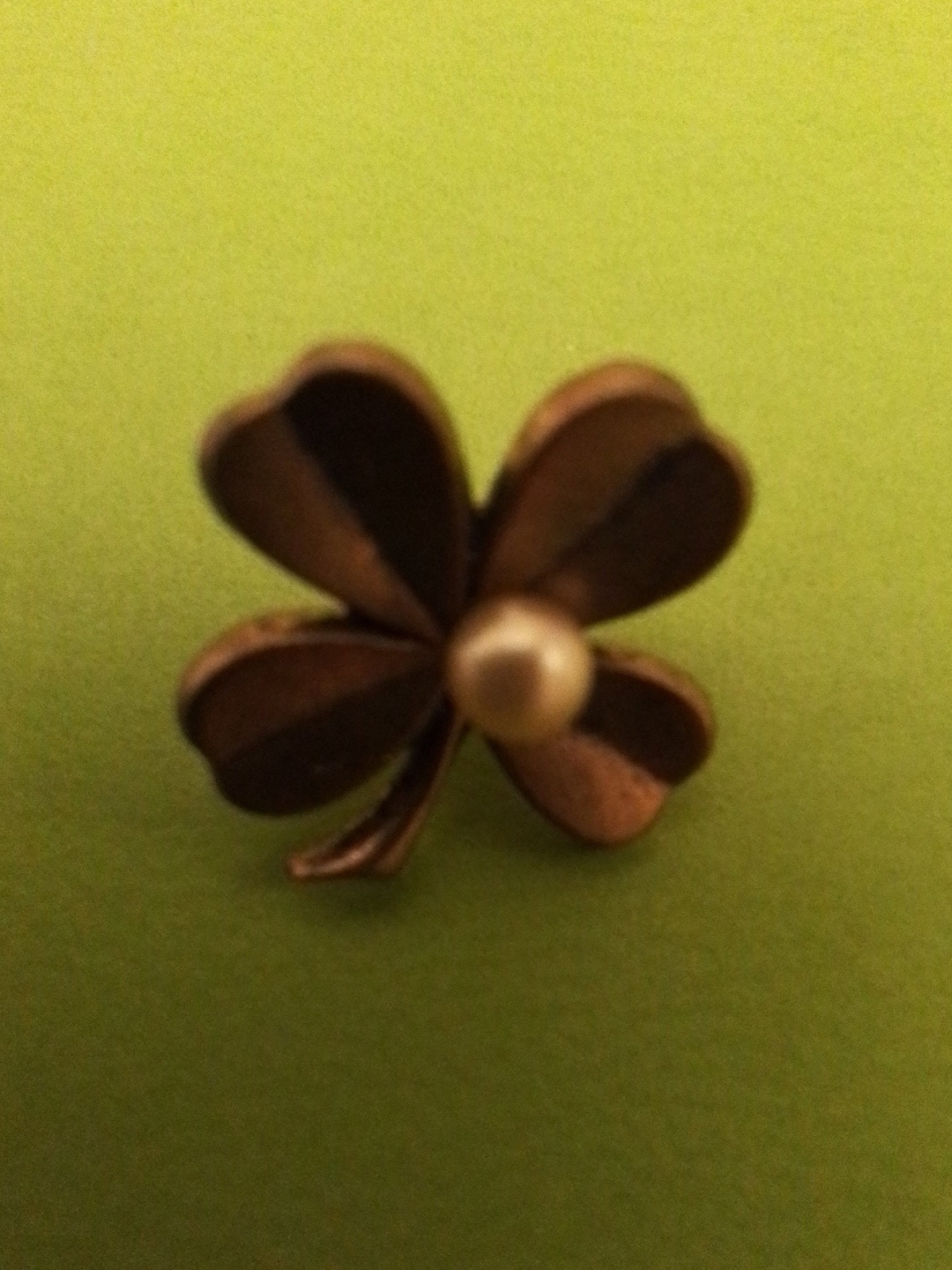 Antique Vintage French 4 Leaf Clover Button Gold Tone Metal Pearl ...