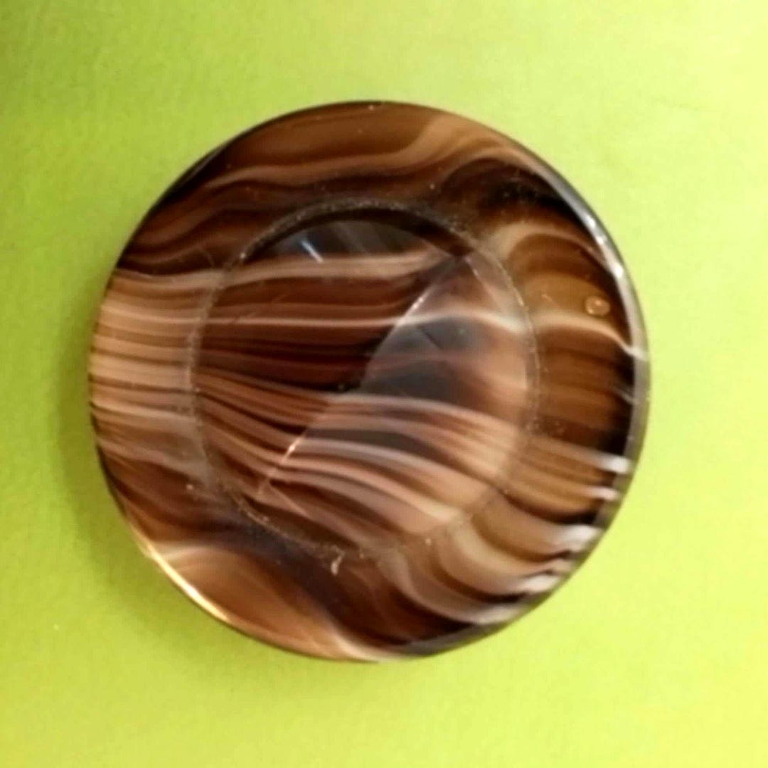 Vintage Striated Chocolate Brown White Glass Button Approx 7/8 Inch ...