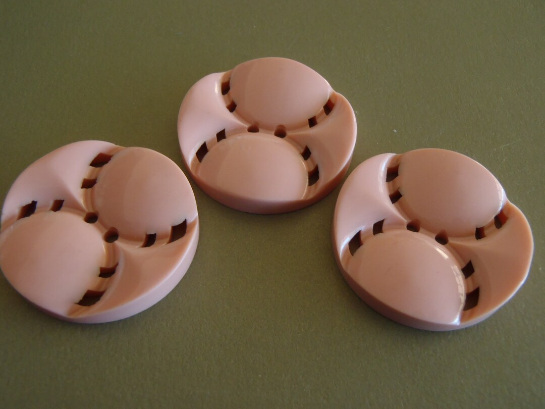 3 Vintage Pierced Mod Pink 60s Coat Buttons 33mm approx 1 1/4 Inch 2 ...