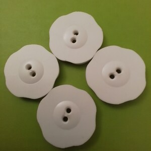 4 Vintage Buttons White Large Fluted Profile Patterned Edge Plastic ...