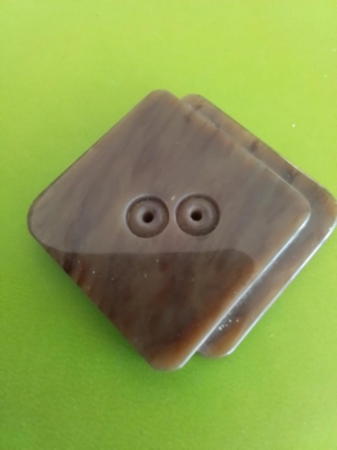 Vintage Art Deco Coat Button Large Square Marbled Brown Chunky ...