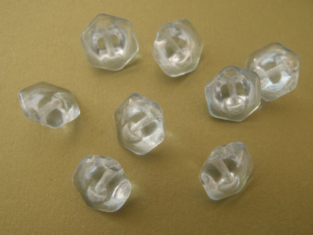 8 Vintage Glass Buttons Translucent Pale Blue Hexagon 13mm 1/2 Inch ...