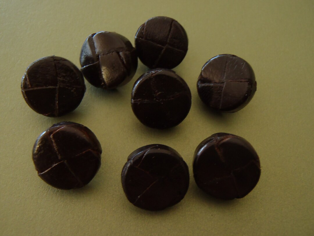 8 Vintage Black Leather Flat Top Metal Loop Buttons Medium 15 Mm (5/8 ...