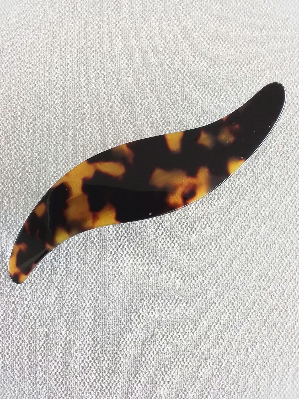 XL Vintage Faux Tortoise Shell French Barrette Long Leaf Shape Gold ...
