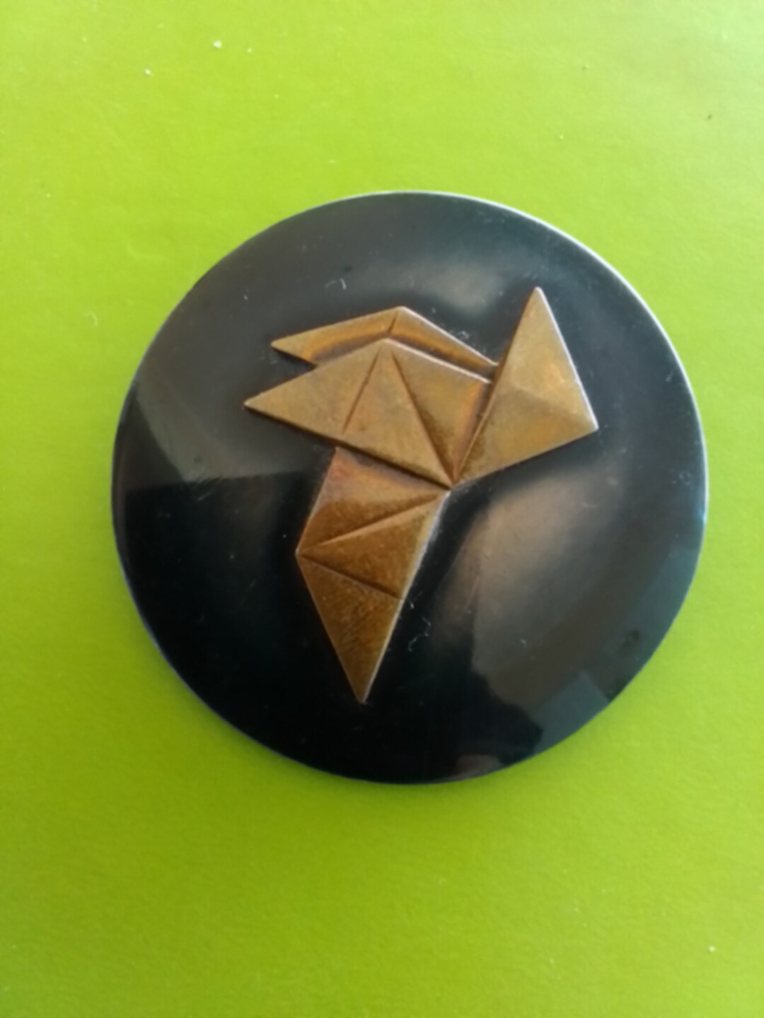 Huge Vintage French Celluloid Coat Button Blended Black Blue Grey With ...