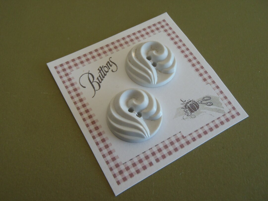 2 Vintage Fancy White Buttons 1940-50s Chunky Swirl Plastic Large ...