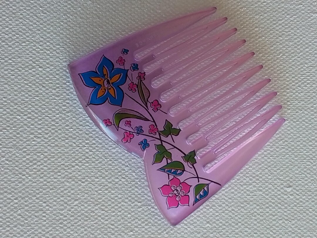 Vintage French Hair Comb 1960s Unused Pink Lilac With Green Blue Red ...