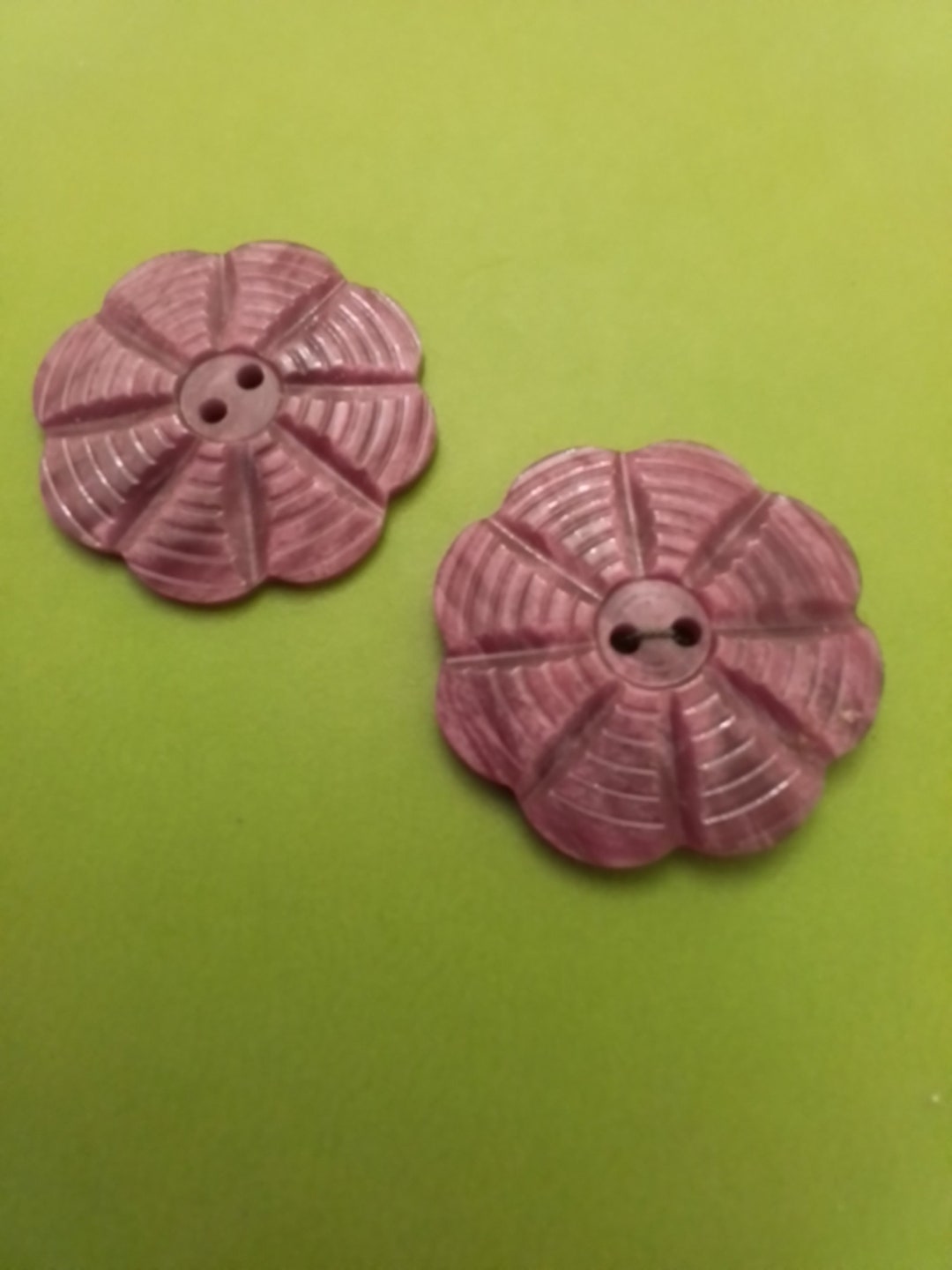 2 Large Vintage French Casein Flower Buttons Light Plum Color 1 Inch ...