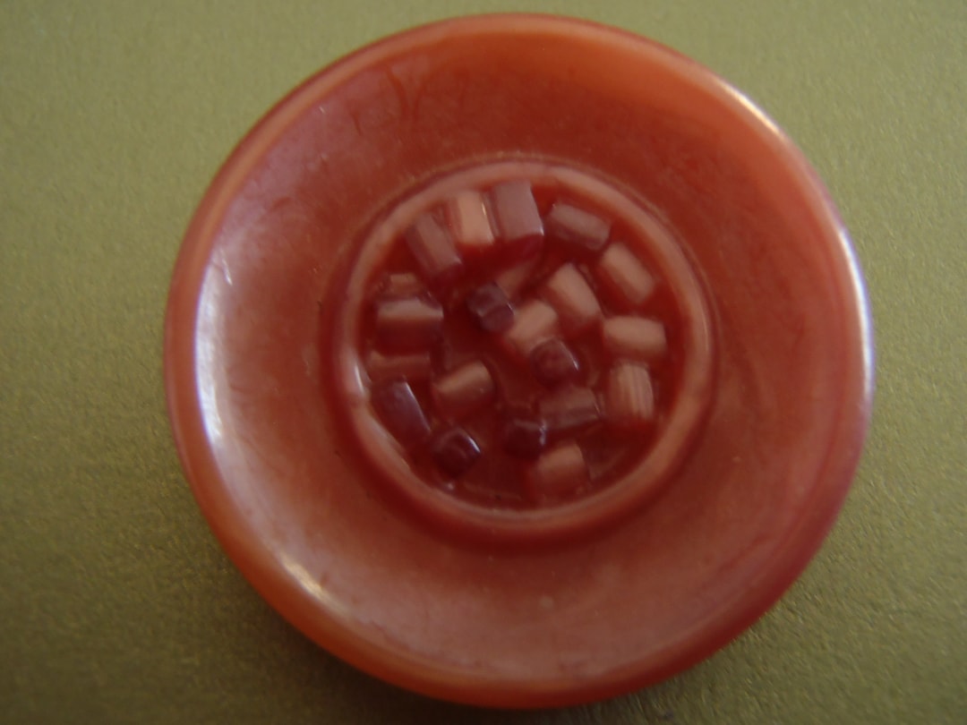 Vintage Casein Coat Button 1940s Rich Period Pink Colour Thick 32 Mm ...