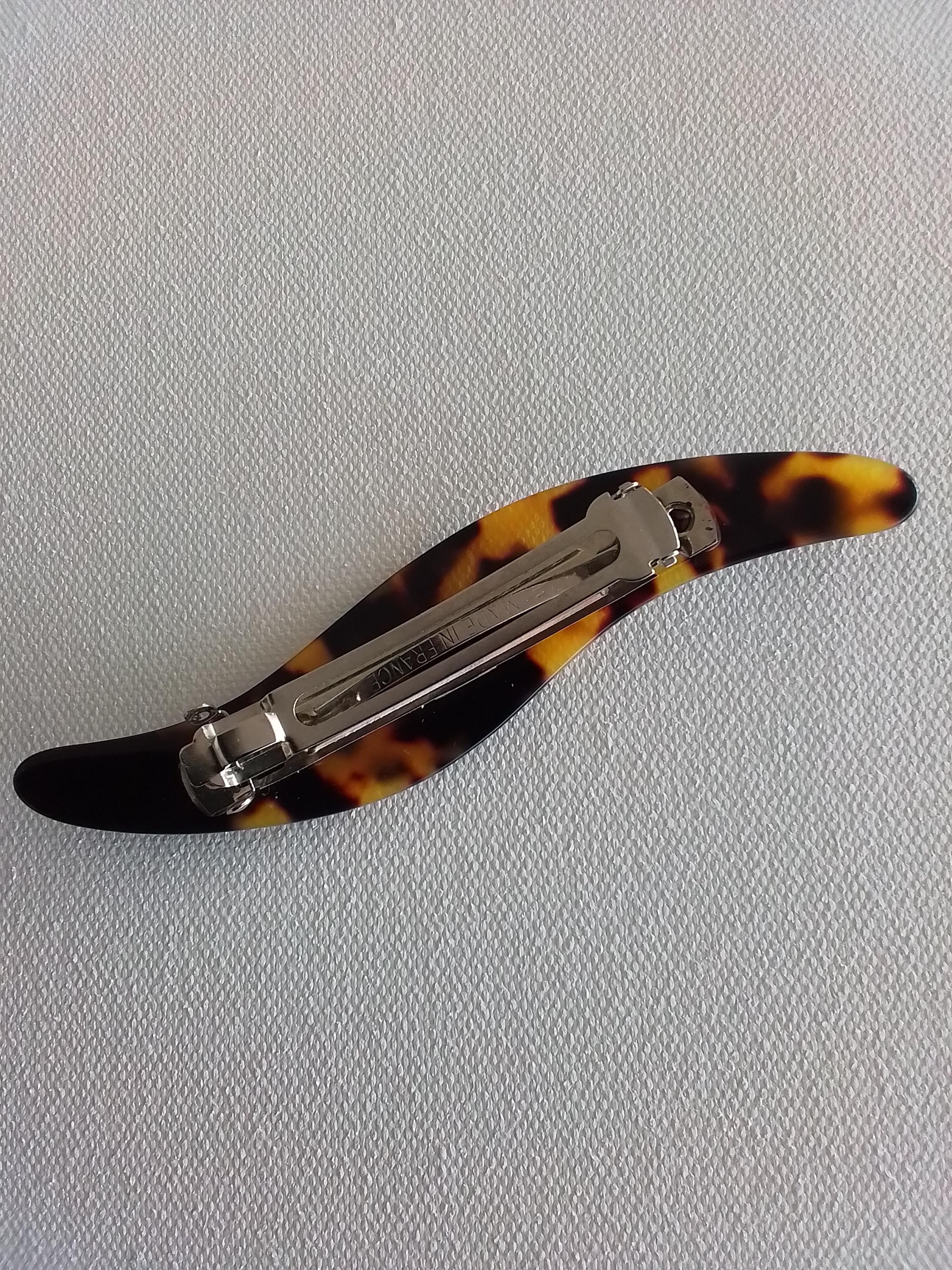XL Vintage Faux Tortoise Shell French Barrette Long Leaf Shape Gold ...