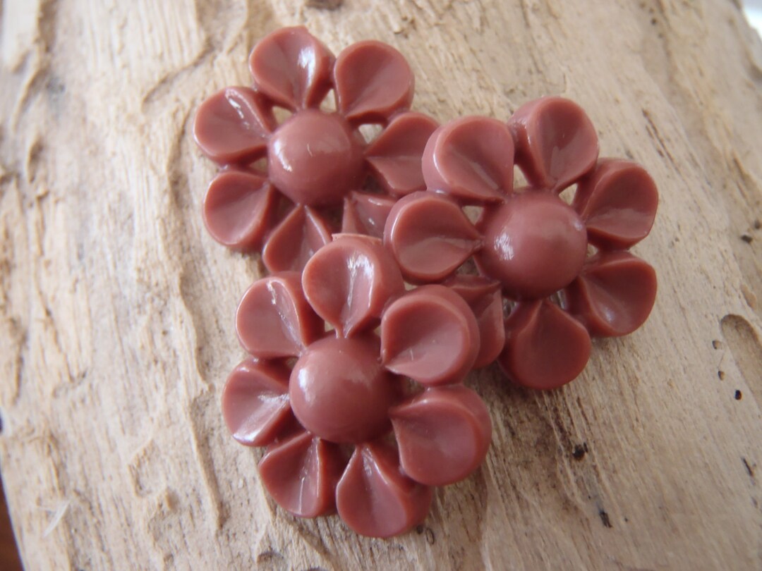 Vintage French Buttons Set of 3 Dusky Pink Casein Pierced 7 Petal ...