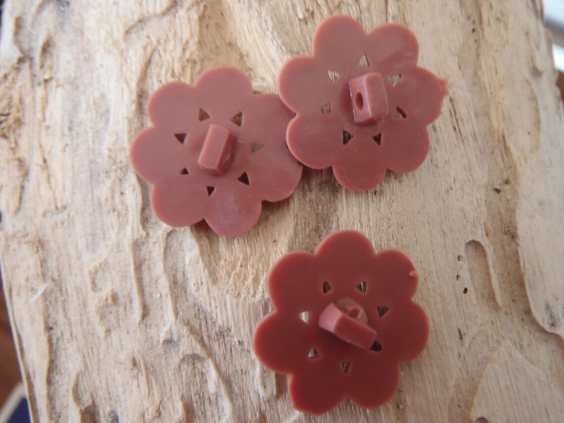 Vintage French Buttons Set of 3 Dusky Pink Casein Pierced 7 | Etsy