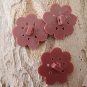 Vintage French Buttons Set of 3 Dusky Pink Casein Pierced 7 Petal ...