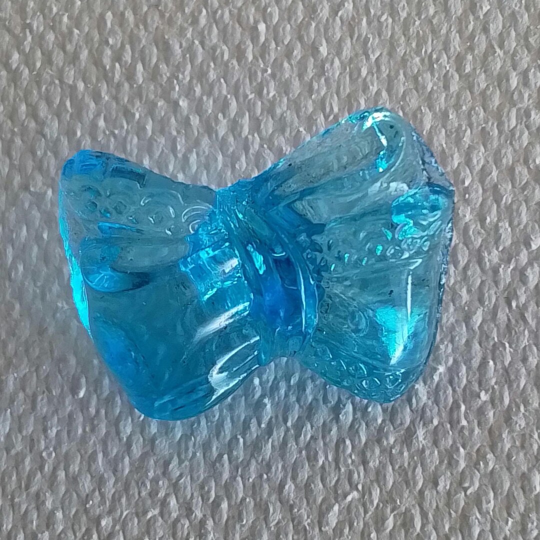 Vintage Translucent Bright Blue Glass Bow Button 3D Approx 3/4x1/2 Inch ...
