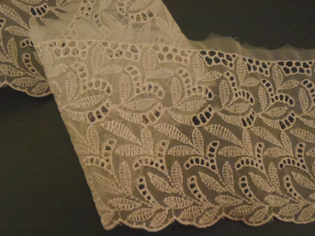 Vintage White Austrian Lace 1 Metre (39 Inch) Leaf Pattern 1950s 4 ...