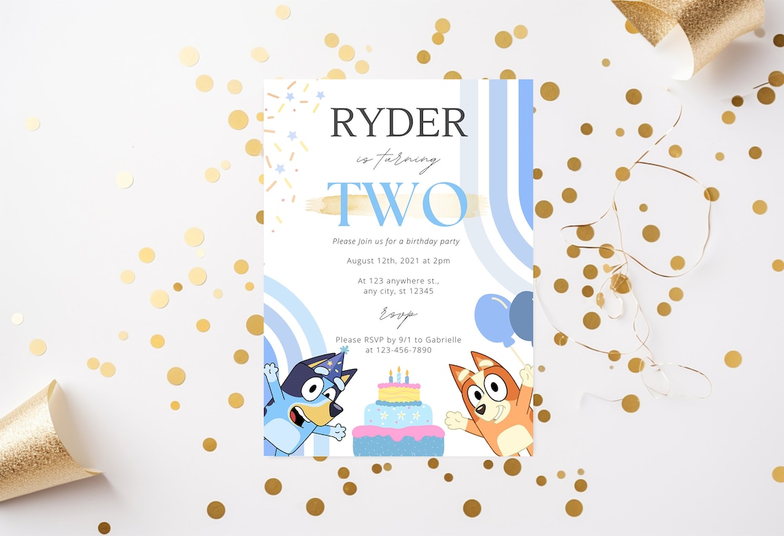 Bluey Birthday Party Invitation, Bluey Party Invitation, Digital Bluey ...