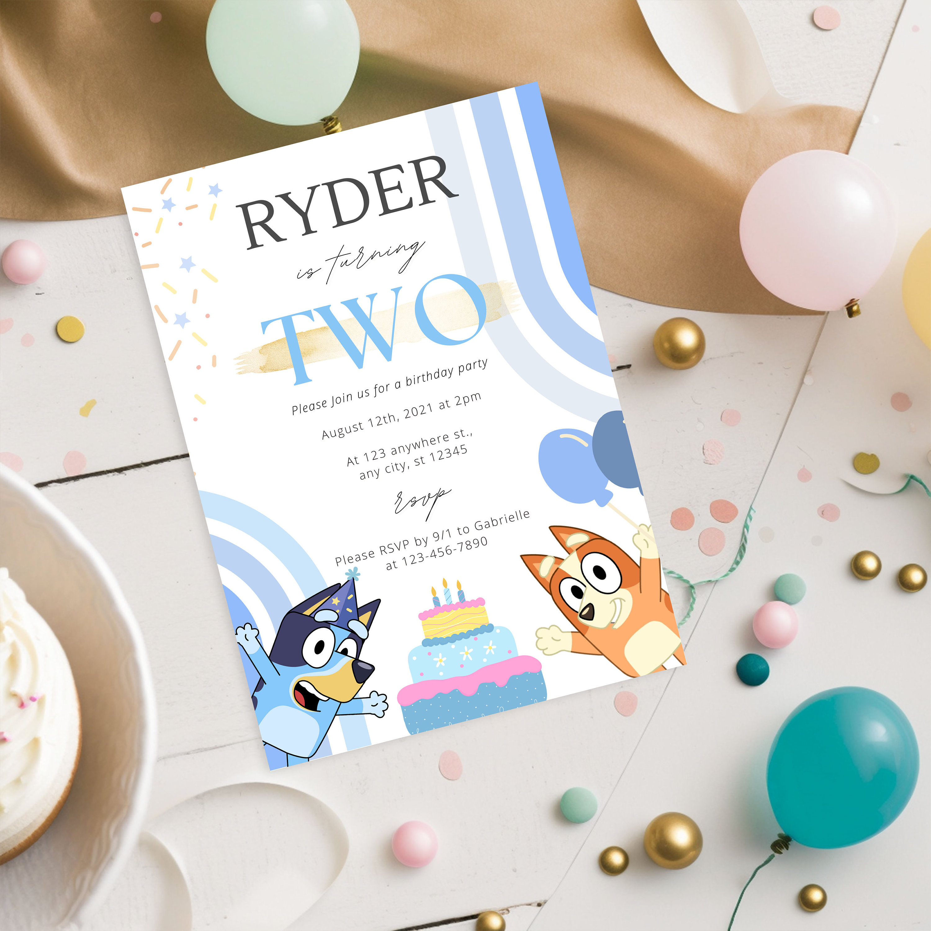 Bluey Birthday Party Invitation, Bluey Party Invitation, Digital Bluey ...