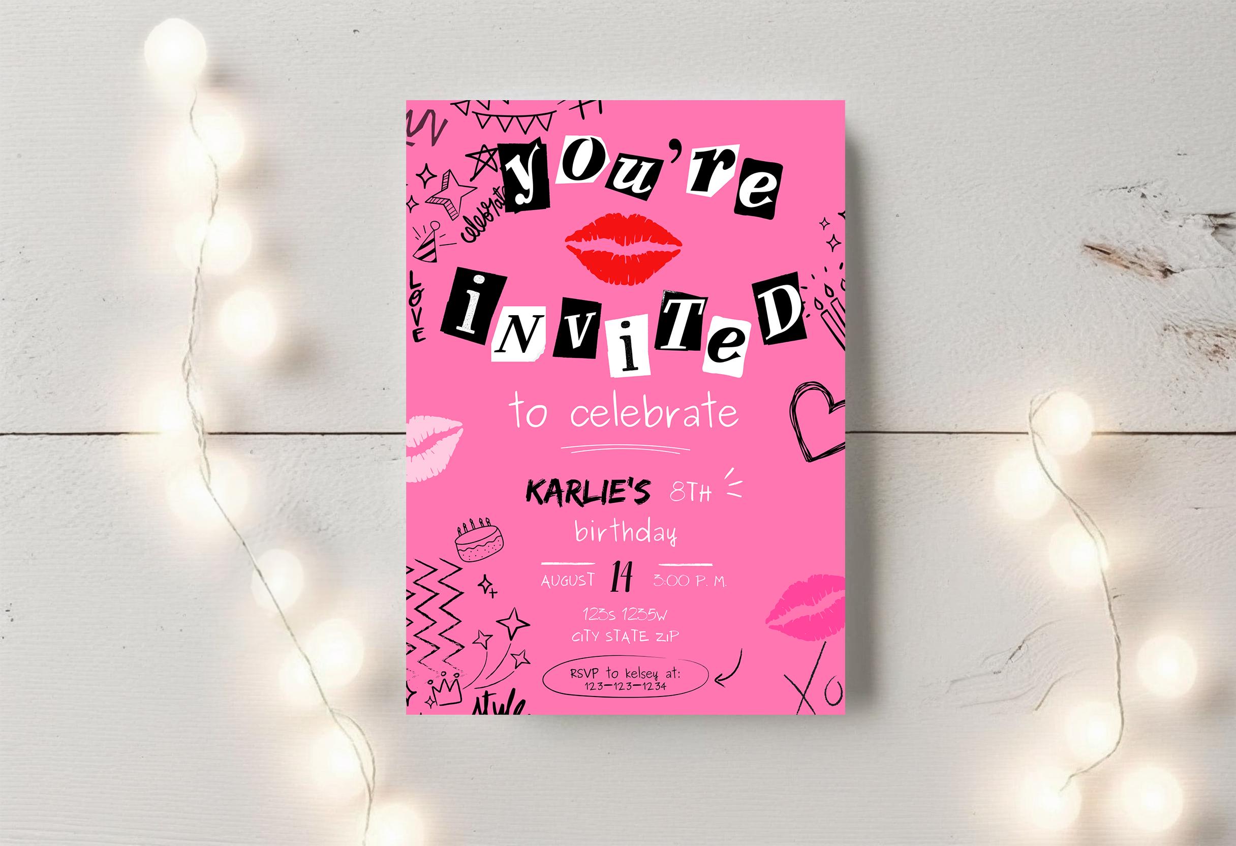 Editable Mean Girls Inspired Birthday Party Invitation, Burn Book ...