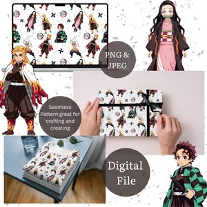 Seamless Demon Slayer Pattern, Demon Slayer PNG Files, Demon Slayer ...