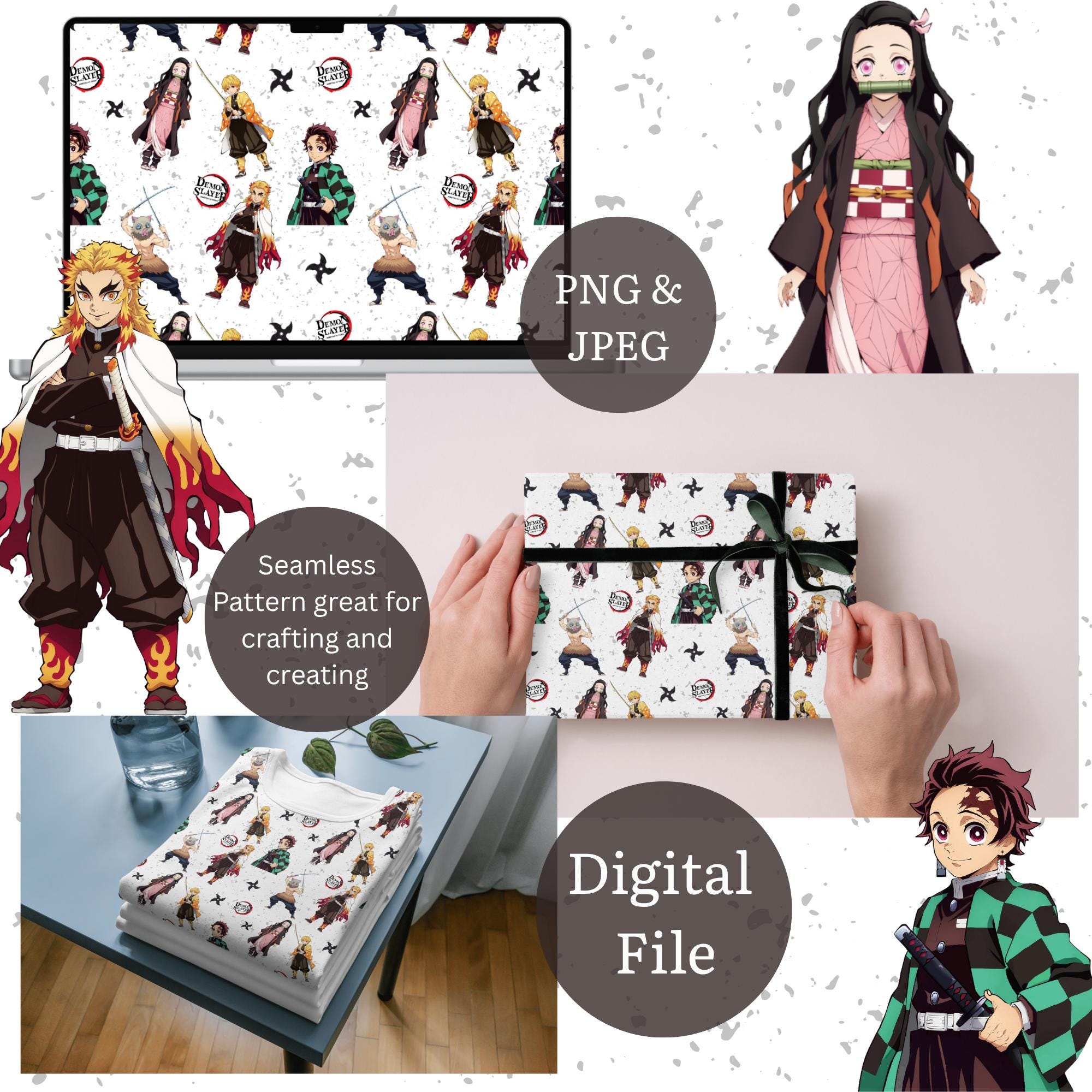 Seamless Demon Slayer Pattern, Demon Slayer PNG Files, Demon Slayer ...