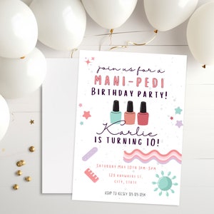 Mani Pedi Birthday Party Invitations, Girl Birthday Invite, Editable ...