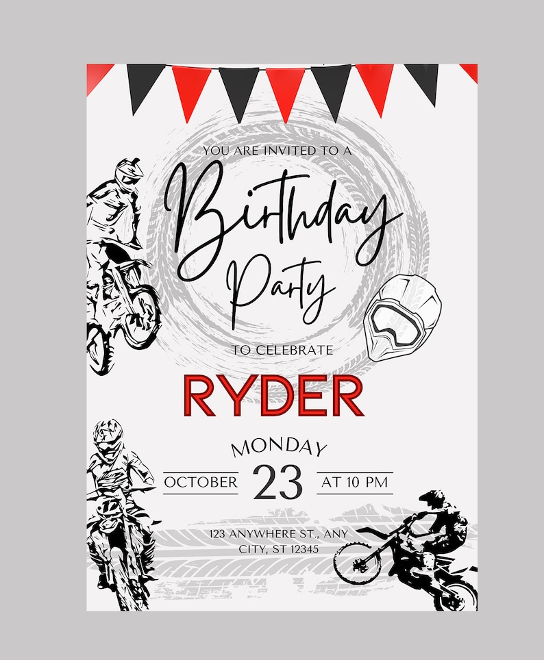 Dirt Bike Birthday Invitation - Dirt Bike Birthday Invite - Etsy