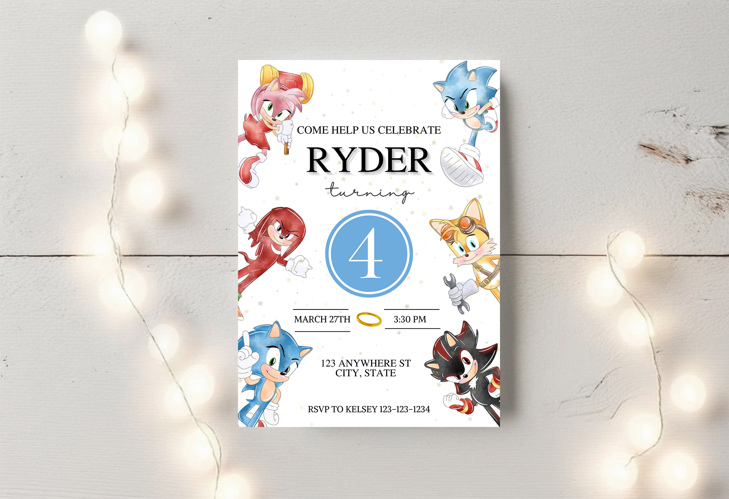 Sonic the Hedgehog Birthday Digital Invitation | Super Sonic Birthday ...