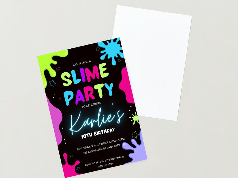 Slime Birthday Party Invite - Etsy