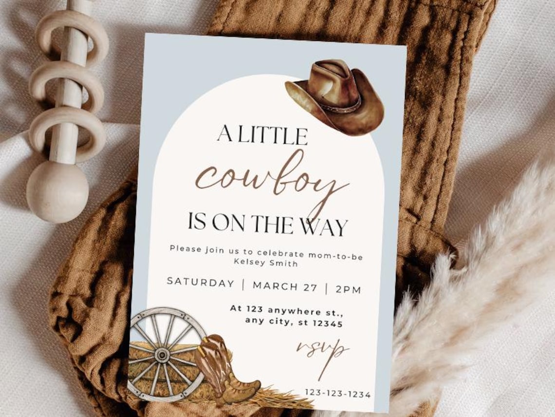 Cowboy Baby Shower Invite | Cowboy Baby Shower Invitation | A Little ...