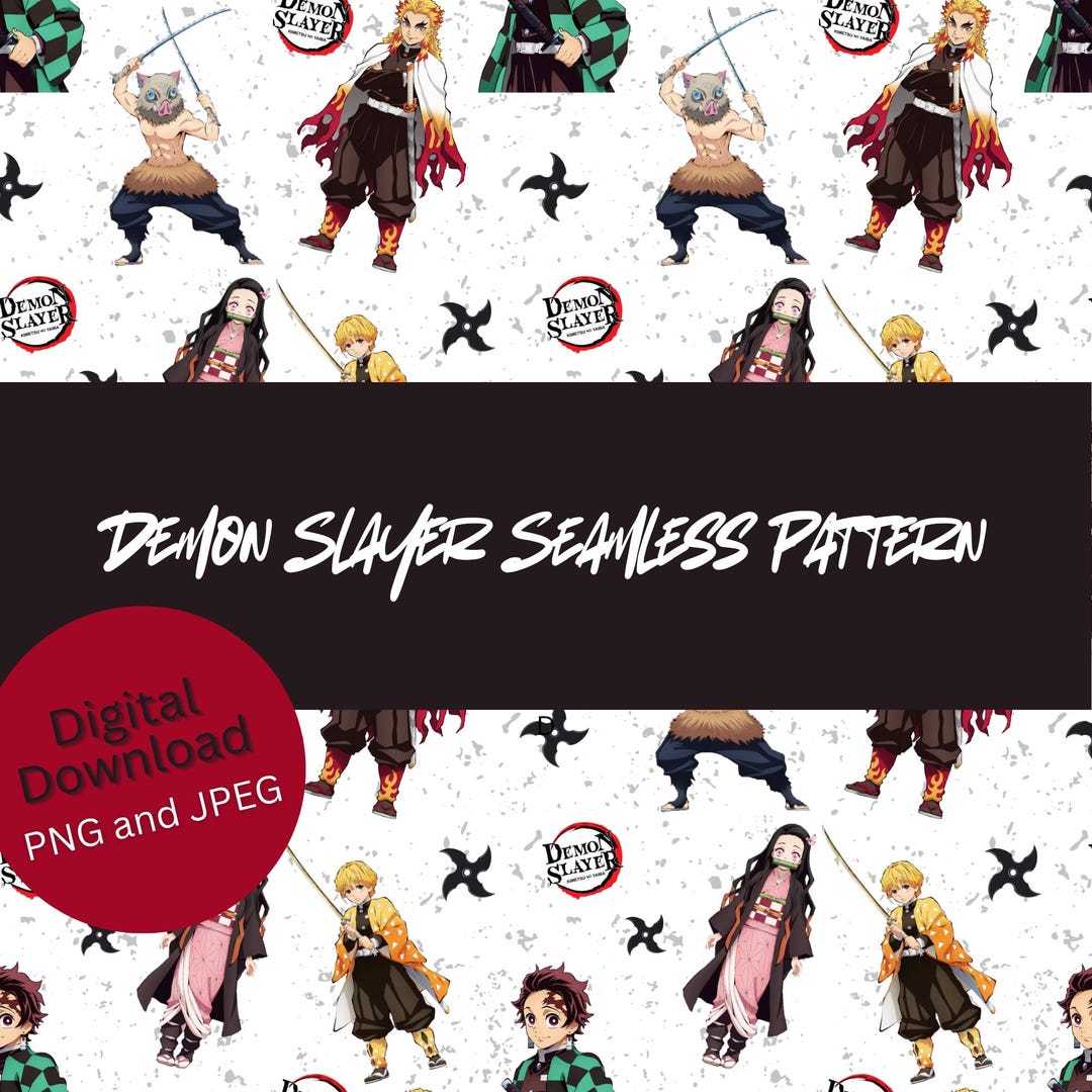 Seamless Demon Slayer Pattern, Demon Slayer PNG Files, Demon Slayer ...