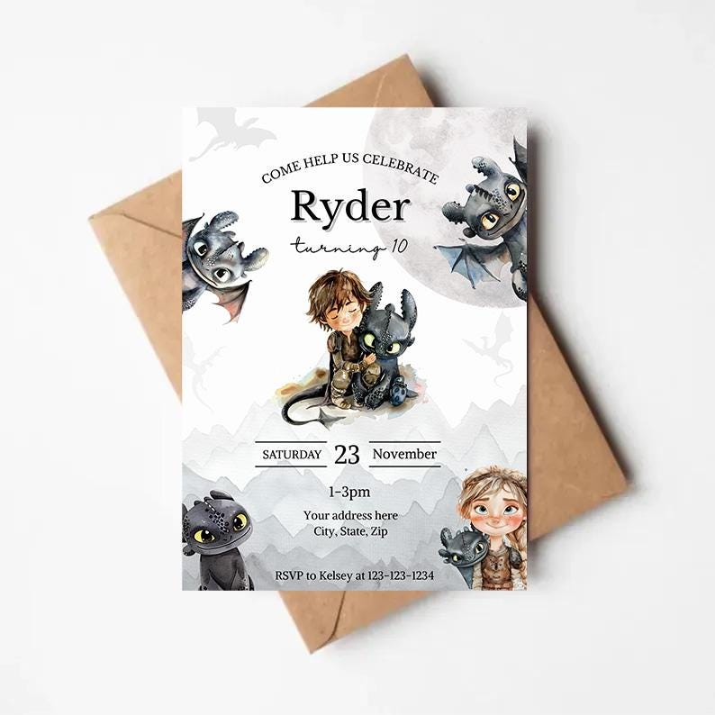 How to Train Your Dragon Birthday Invite - How to Train Your Dragon ...