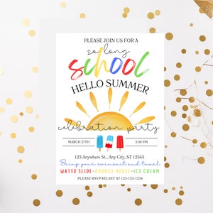 End of School Party Invitation, Hello Summer Party Invite, End of ...