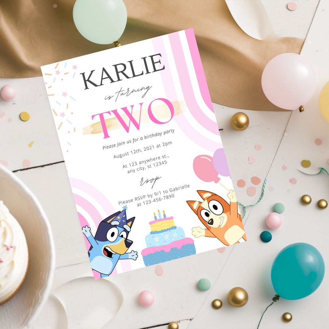 Bluey Birthday Party Invitation, Bluey Party Invitation, Digital Bluey ...