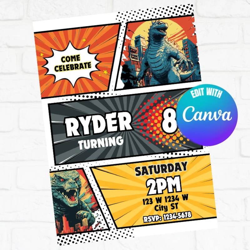 Comic Godzilla Party - Etsy UK