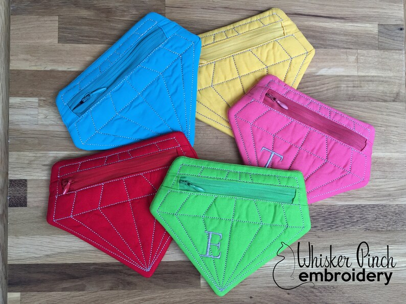 ITH in the Hoop Gem Shaped Coin Pouch Machine Embroidery Design - Etsy