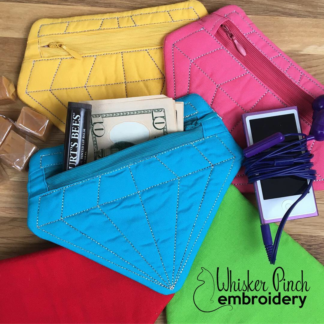 ITH in the Hoop Gem Shaped Coin Pouch Machine Embroidery Design - Etsy
