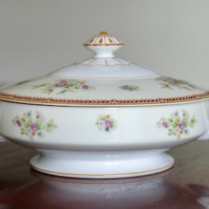 Vintage RC Pottery Lidded Floral Tureen With Silk Pink and Peach ...