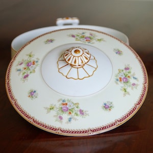 Vintage RC Pottery Lidded Floral Tureen With Silk Pink and Peach ...